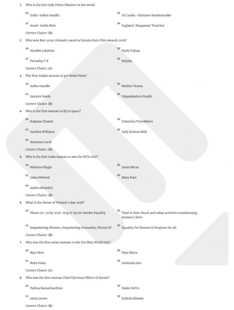 International Women Day Quiz 2025 - Question and Answers