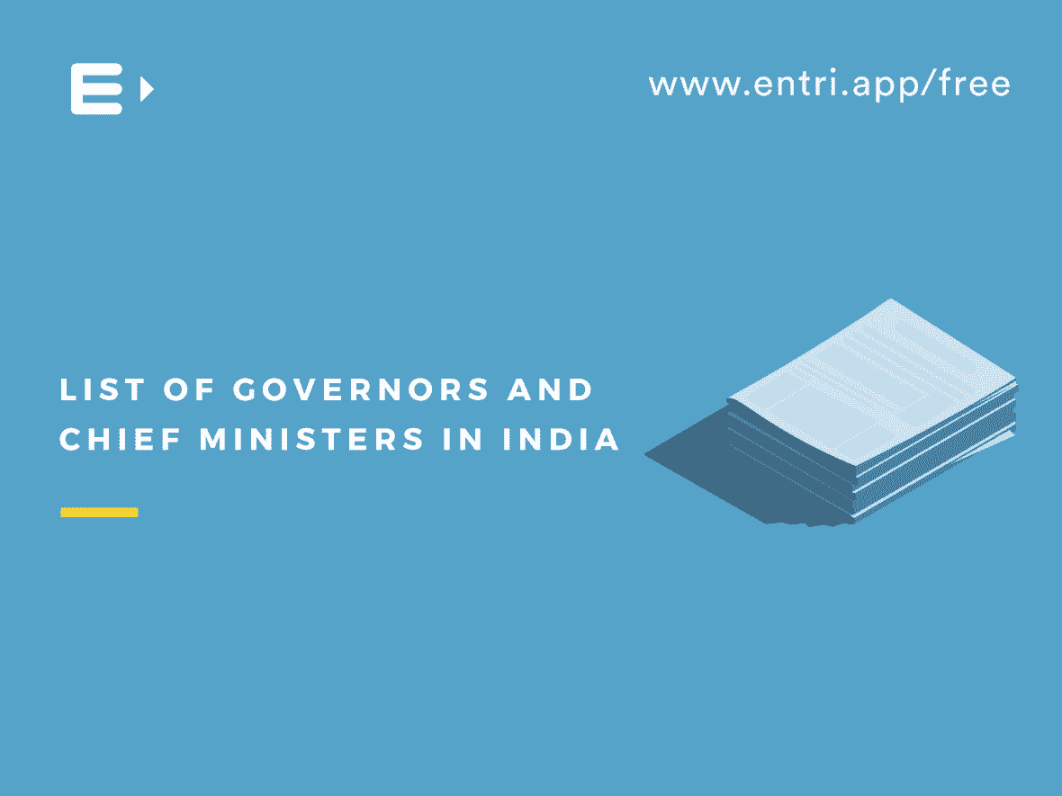 List of Governors and Chief ministers in India 2019 - Entri Blog