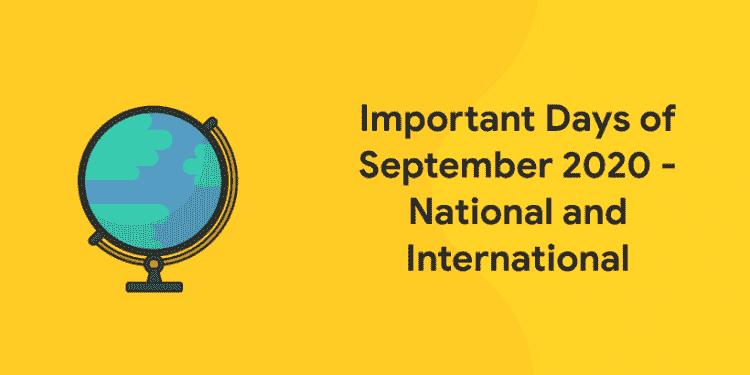 Important Days of September 2020 - National and International - Entri Blog