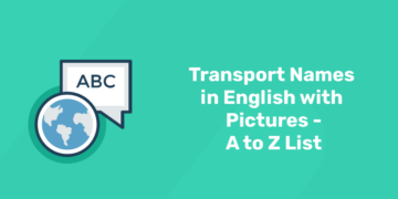 Transport Names in English with Pictures - A to Z List - Entri Blog