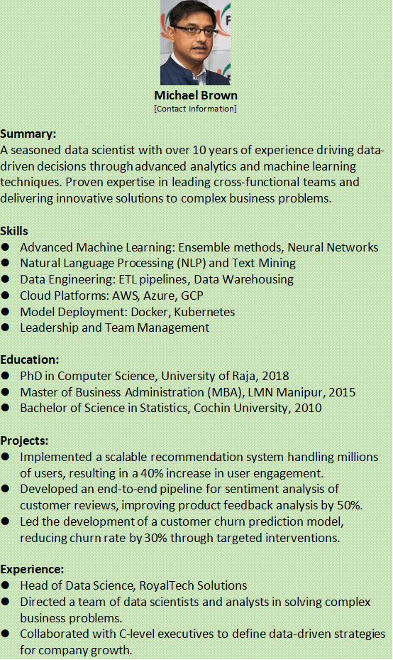Data Scientist Resume Examples ( Experts Guide)