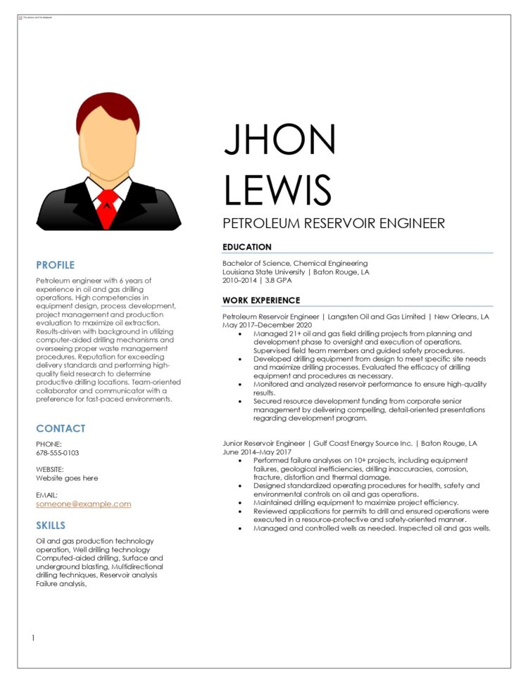 Sample Resume for Oil and Gas Industry Jobs